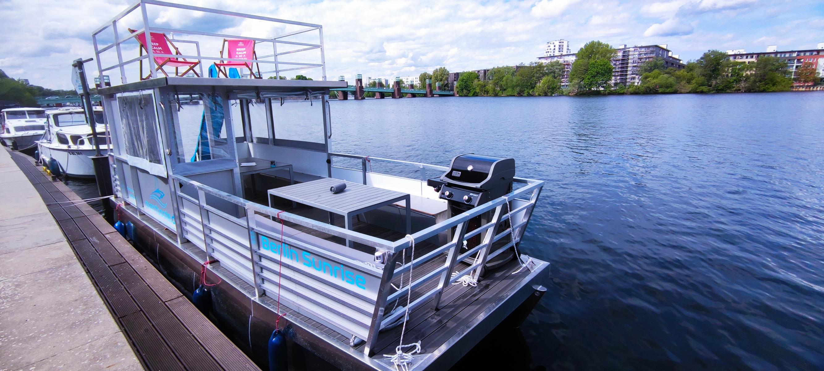 Party Raft with Slide and Grill | Raft Rental Lake Tegel
