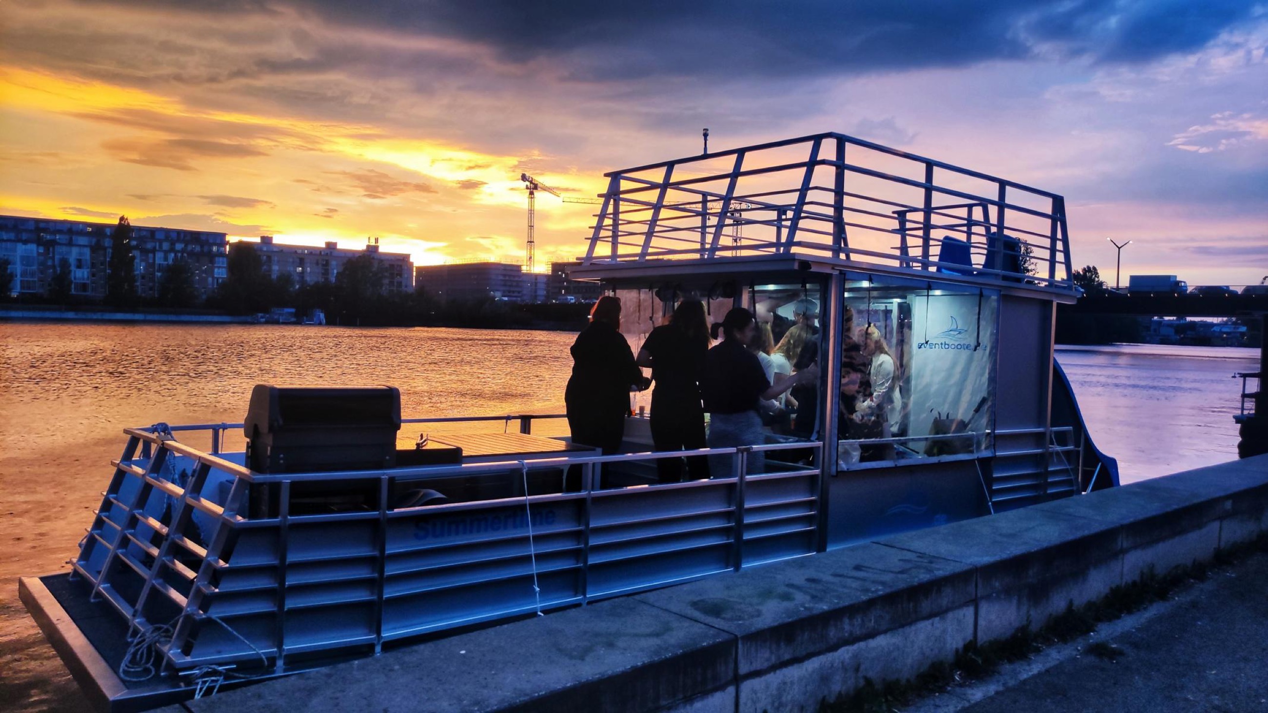 Party Raft with Slide and Grill | Raft Rental Lake Tegel