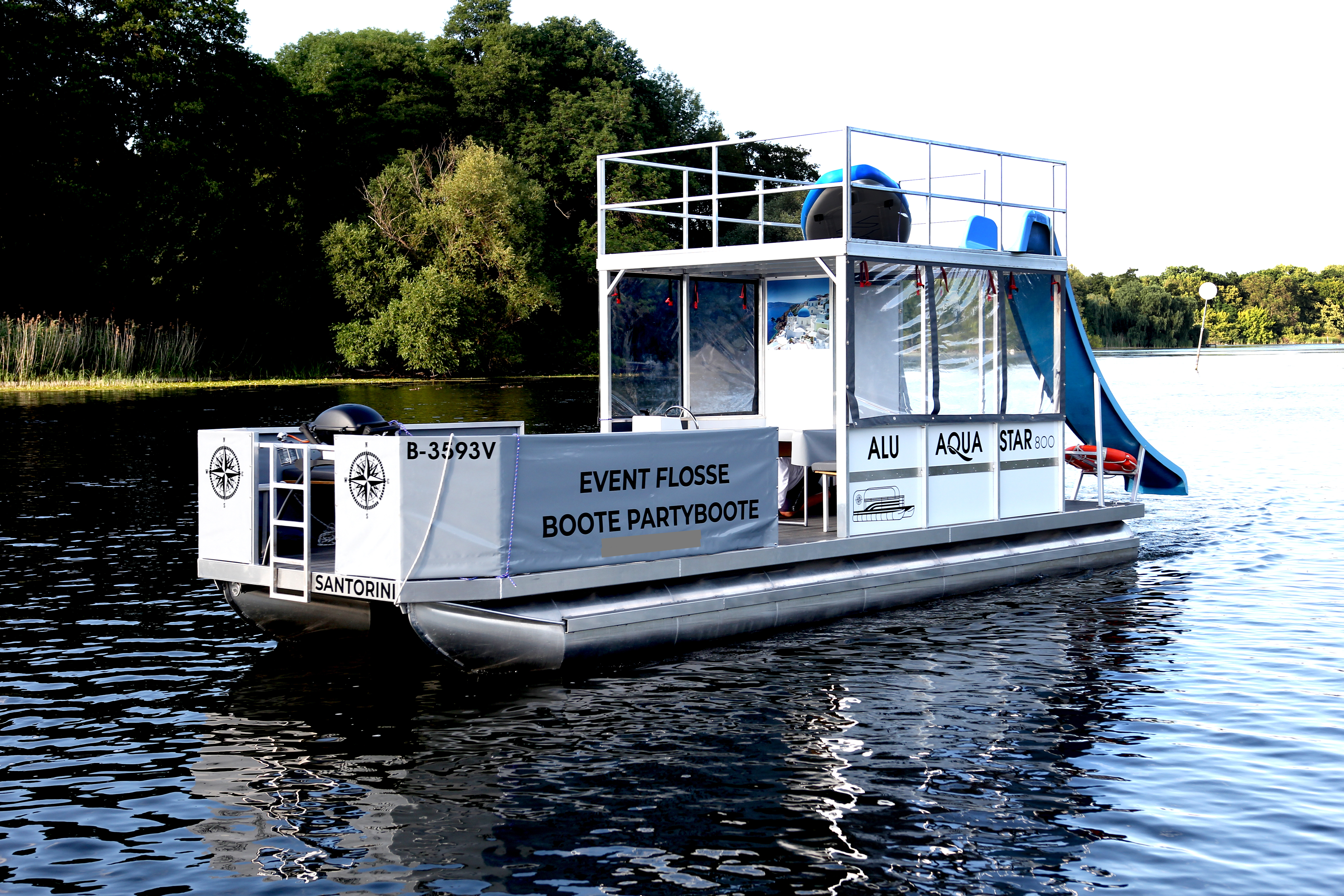 Barbecue Raft with Slide | Raft Rental Lake Tegel