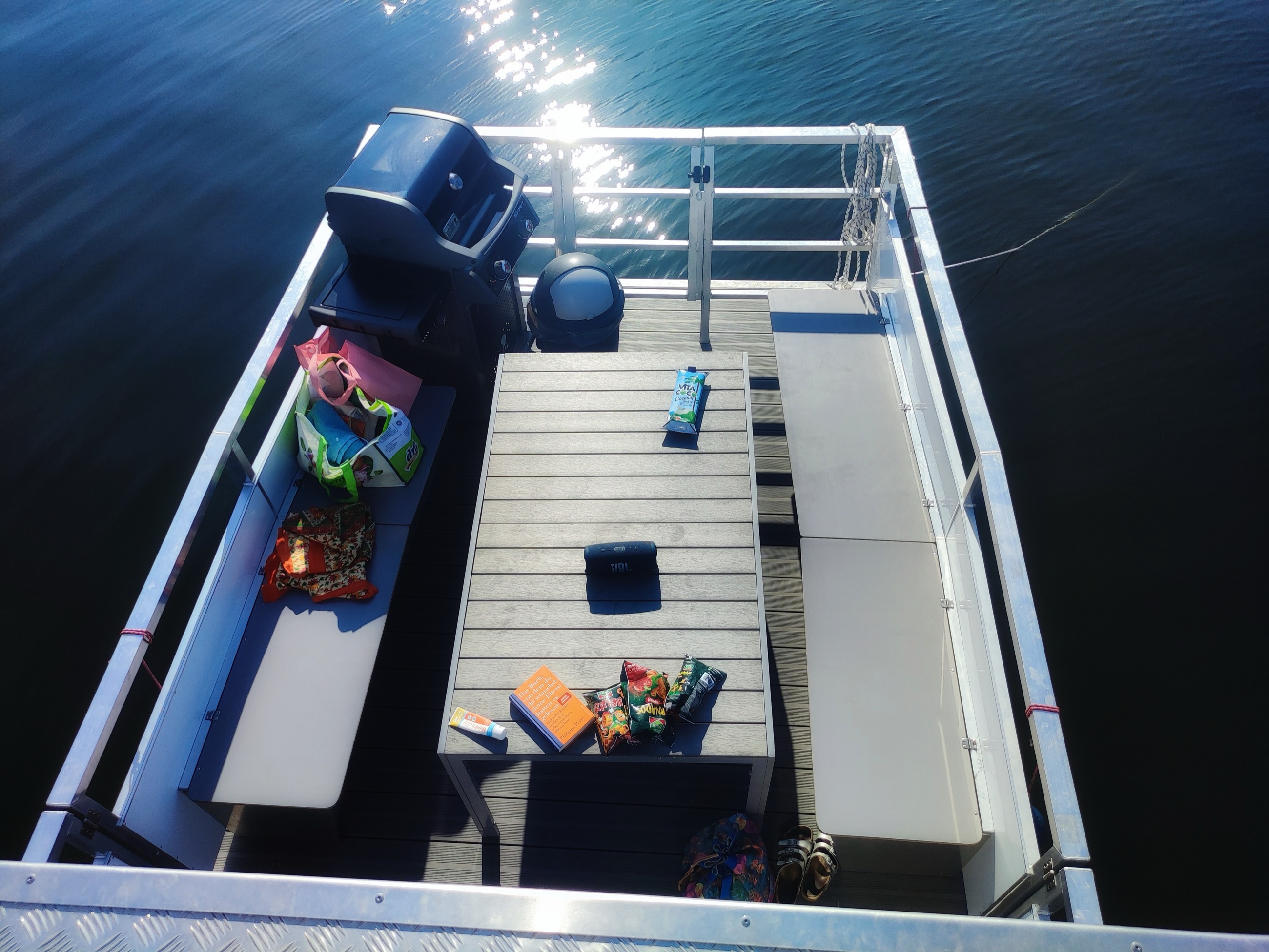 Party Raft with Slide and Grill | Raft Rental Lake Tegel
