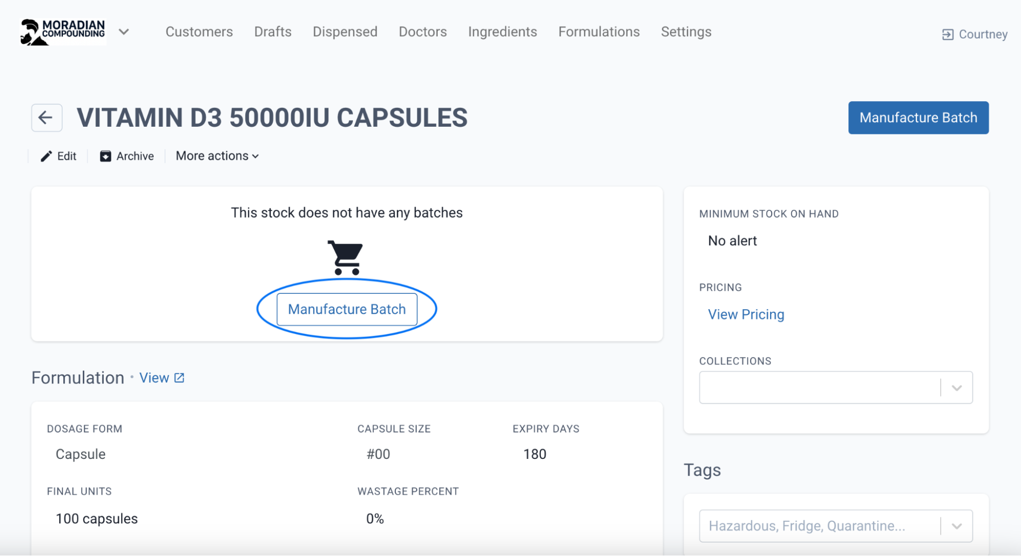 Batch Stock Manufacturing