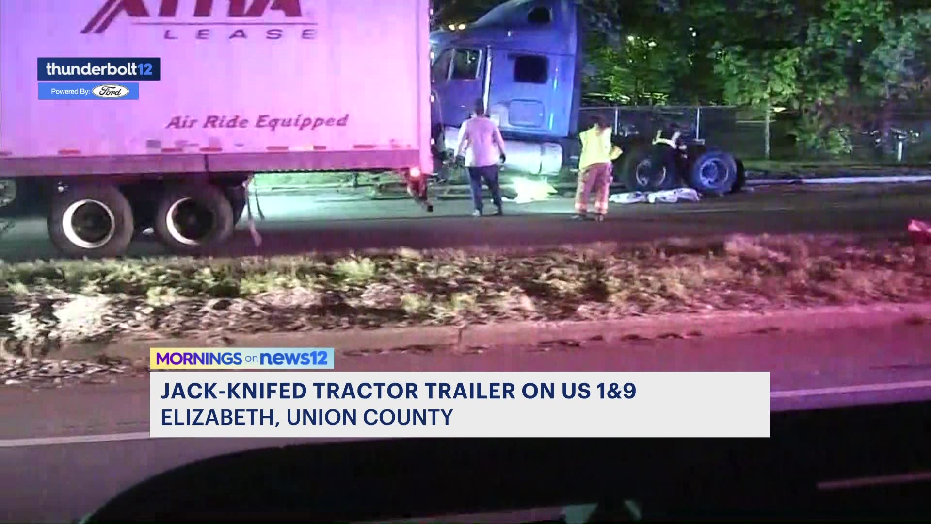 Jackknifed tractor-trailer prompts local lane closures Wednesday morning on US Route 1&9 in ...