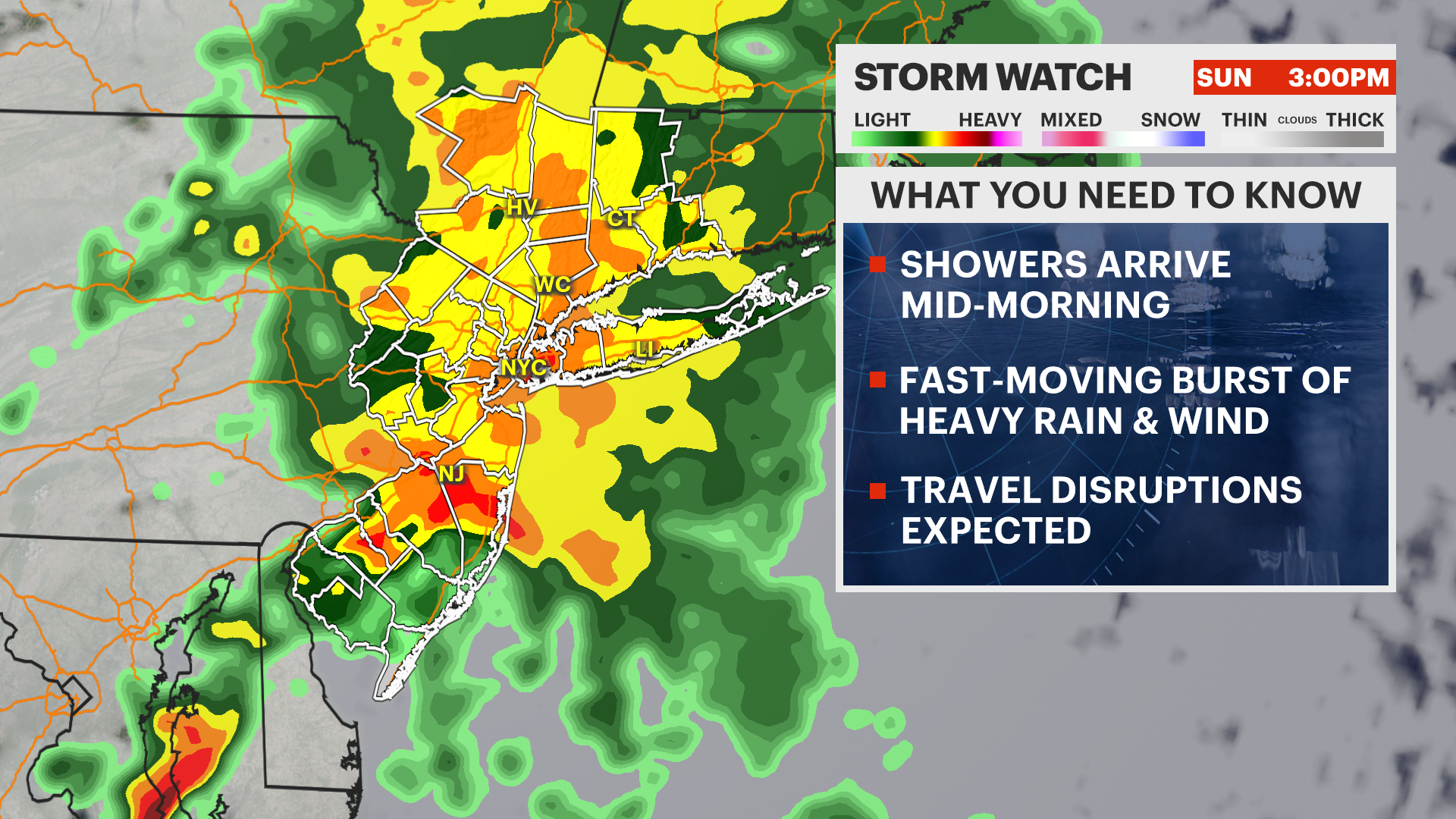 STORM WATCH: Heavy rain and wind Sunday afternoon in Connecticut