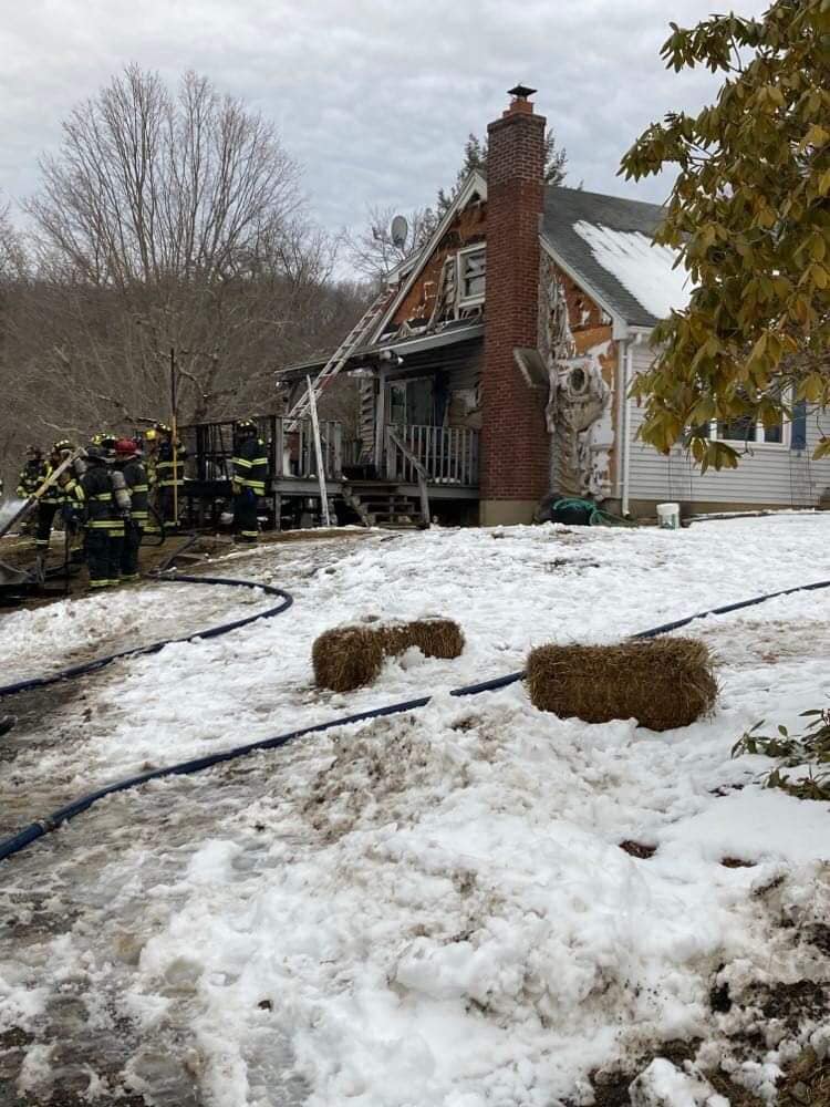 Two-alarm fire damages home in Bantam on Tuesday