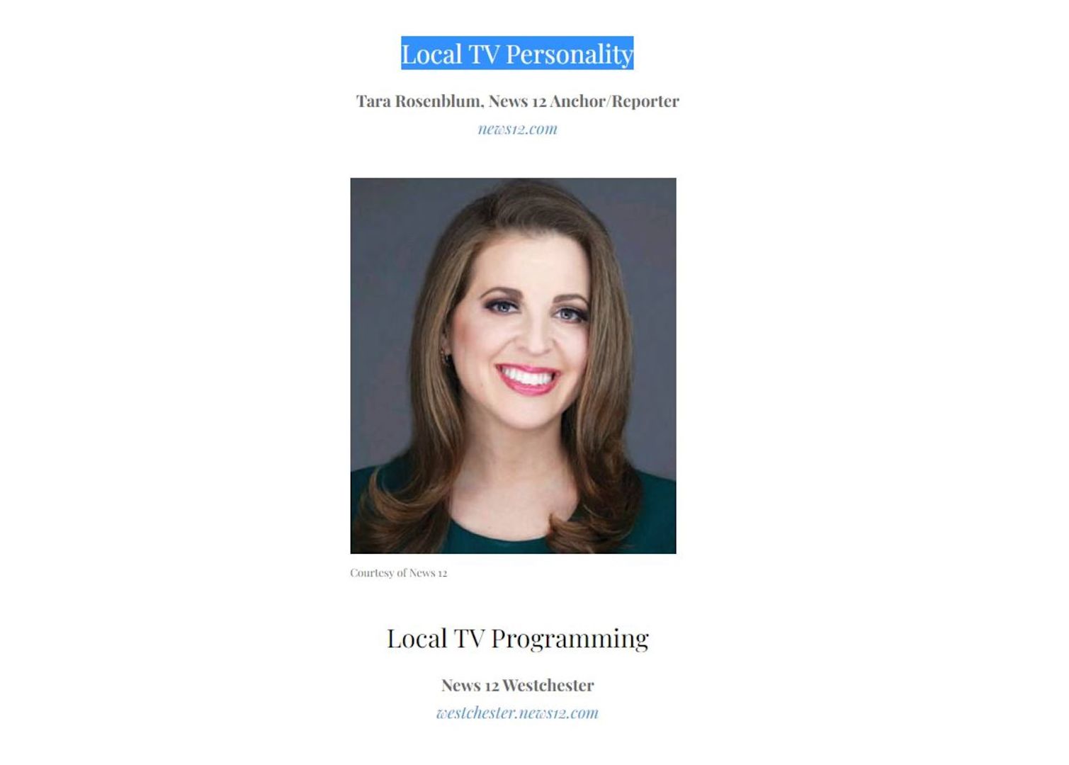 News 12 and Tara Rosenblum take top honors in Best of Westchester ...