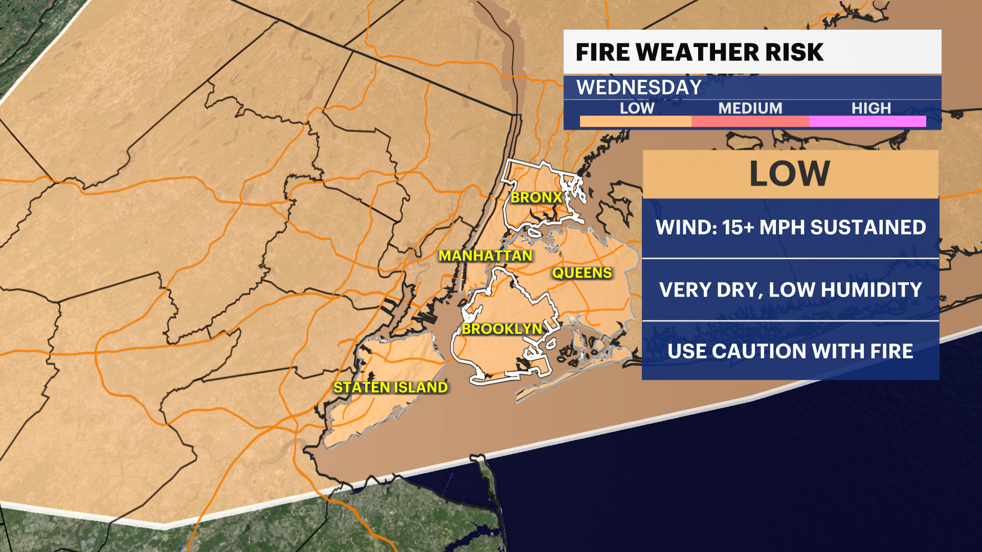 Sunny and breezy conditions, warm temps for New York City