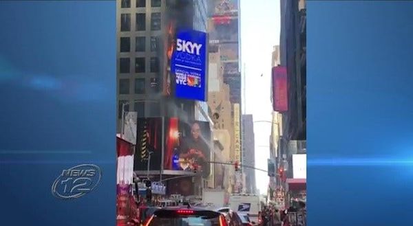 Digital billboard catches fire in Times Square