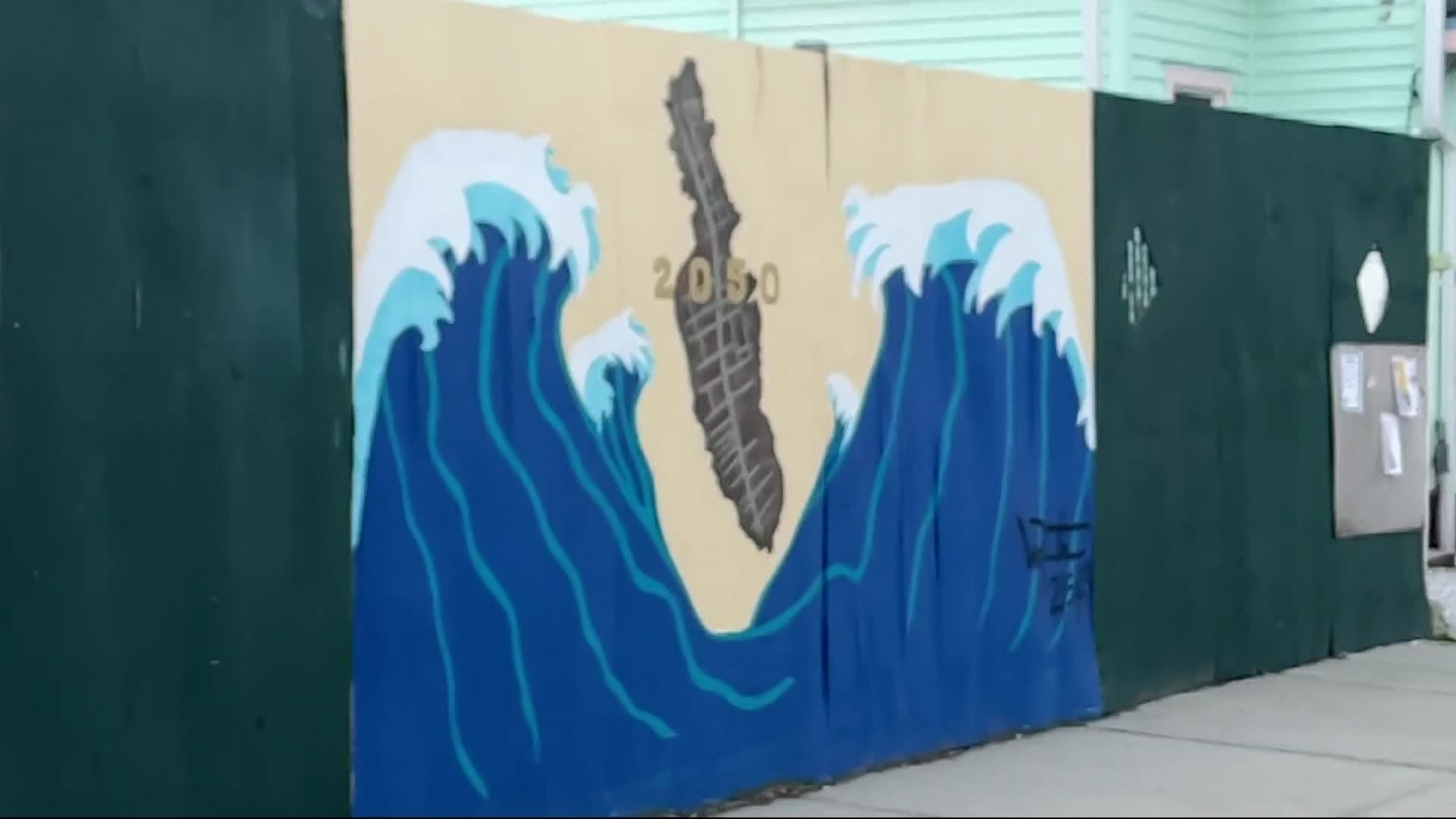 Mural depicting flooding of City Island due to climate change debuts
