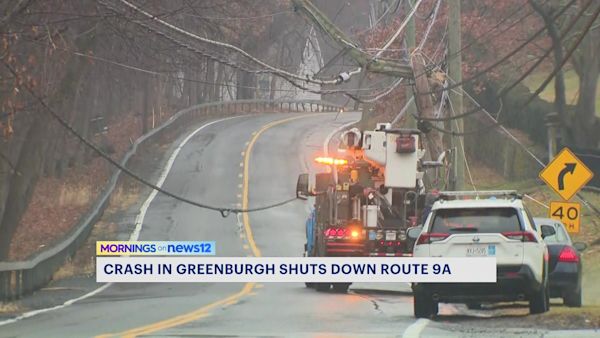 Car smashes into utility poles, shuts down Route 9A in Greenburgh for hours