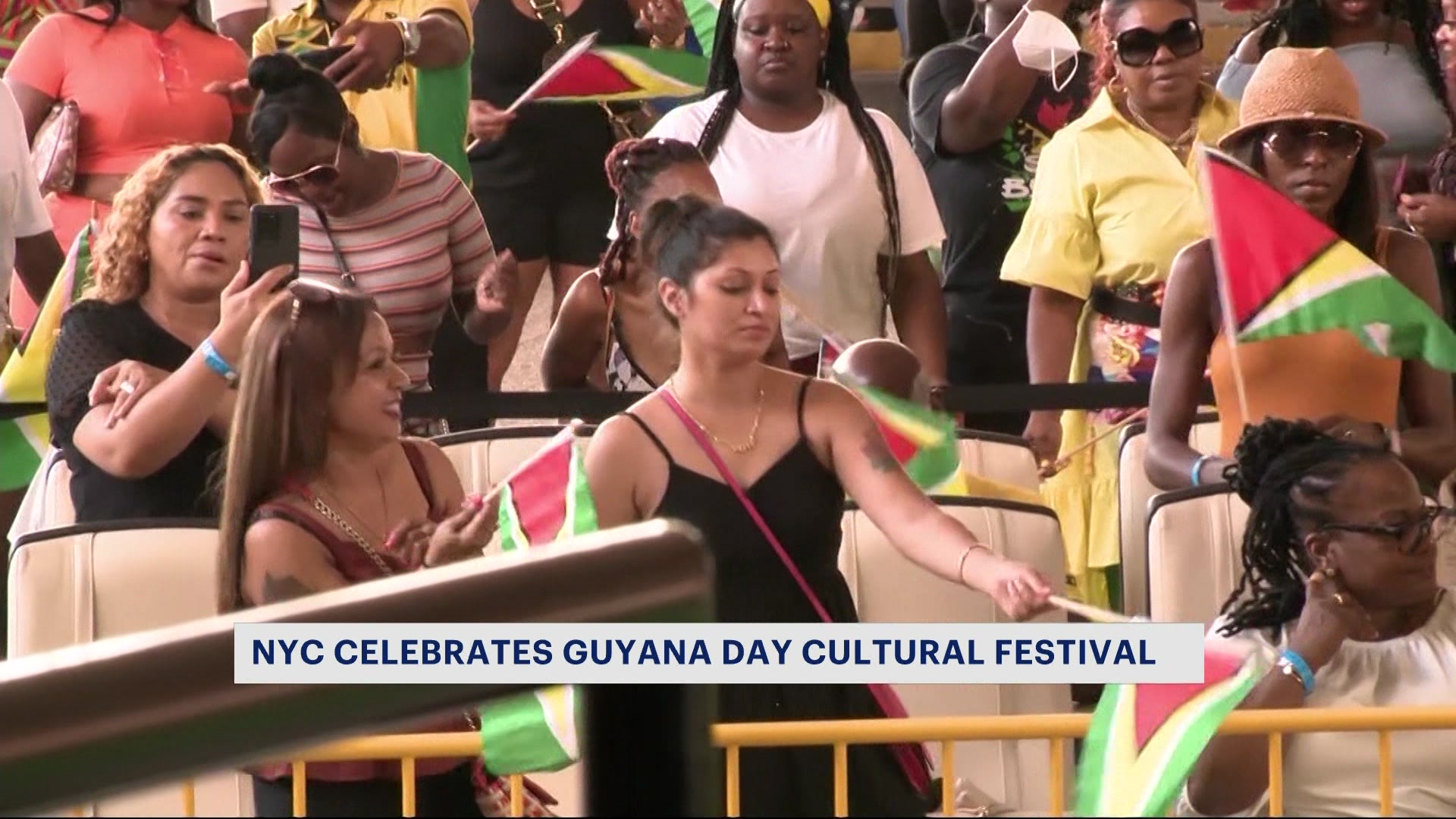 Red, green and yellow flags on display at the Guyana Day Cultural ...