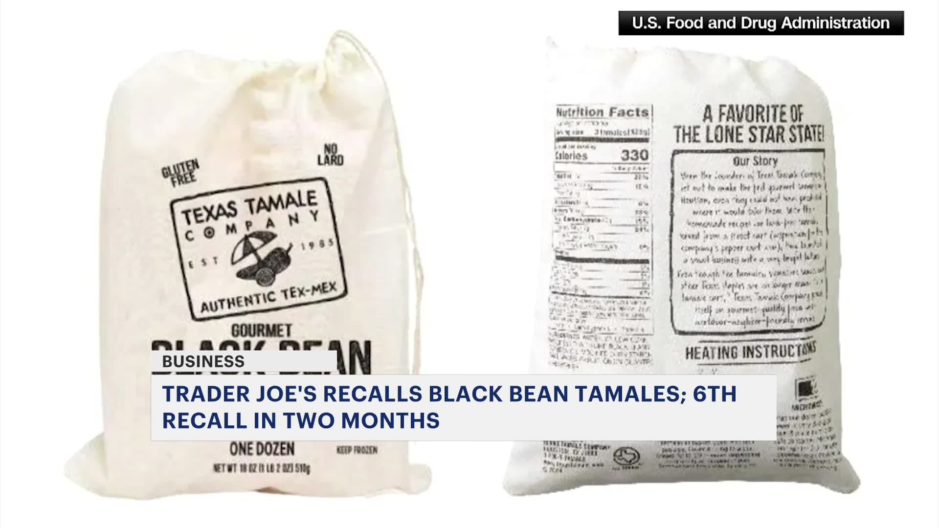 Trader Joe's recalls black bean tamales over possible allergen