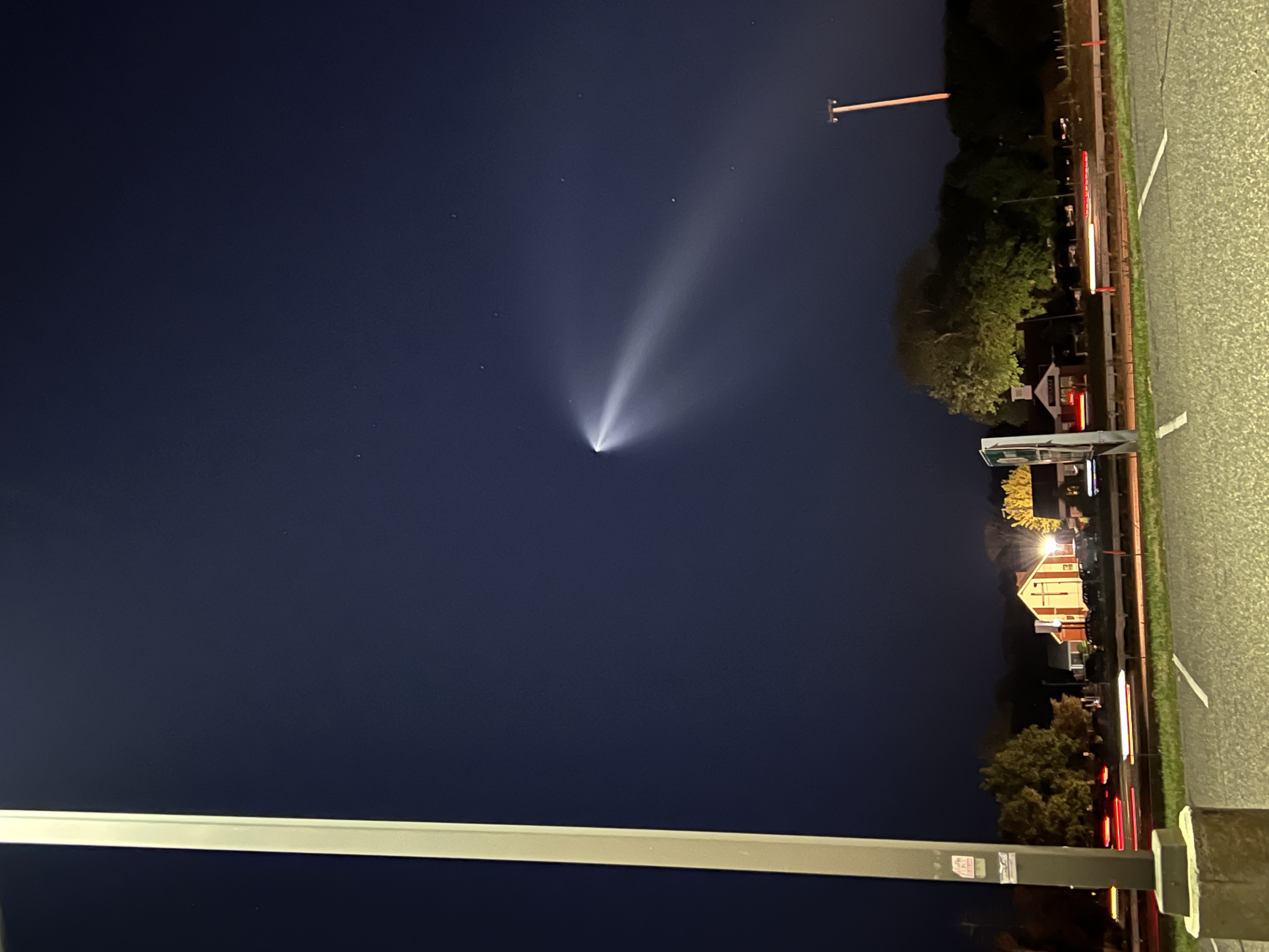 Space X Falcon 9 rocket's vapor trail seen over Long Island skies