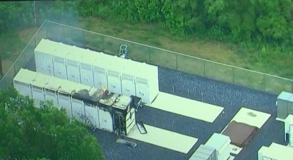 Crews battle fire at lithium-ion battery storage plant in Warwick
