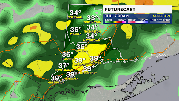 Rain develops overnight and continues into Thursday morning