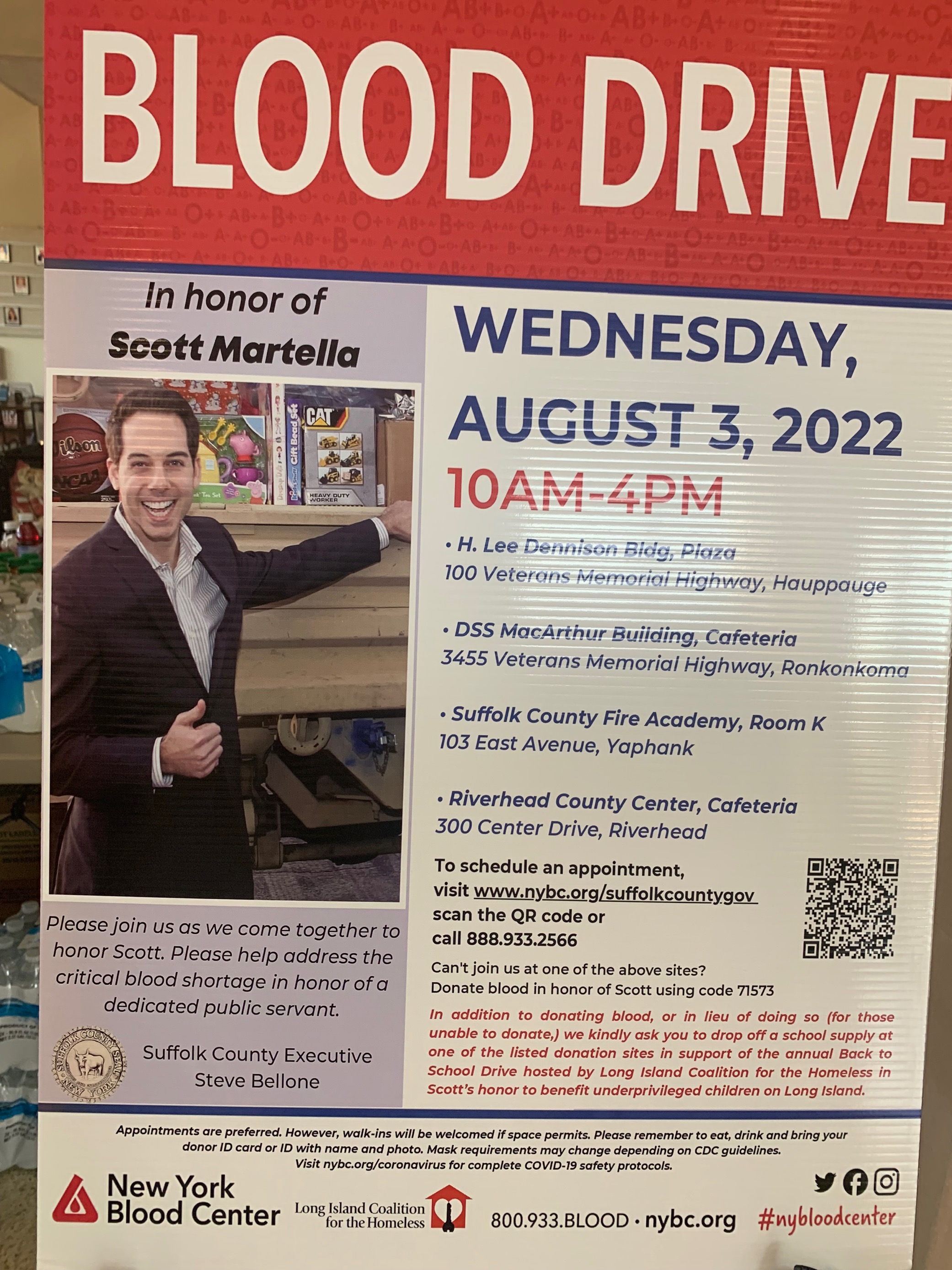 Blood drives held in honor of Scott Martella, Bellone aide killed in crash