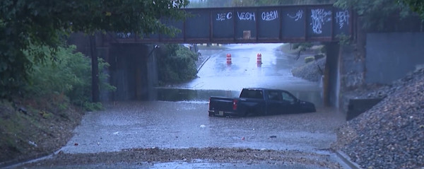 Monday’s flooding consumes pickup truck in Woodbridge