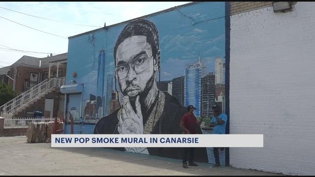 New mural of rapper Pop Smoke being painted in Canarsie