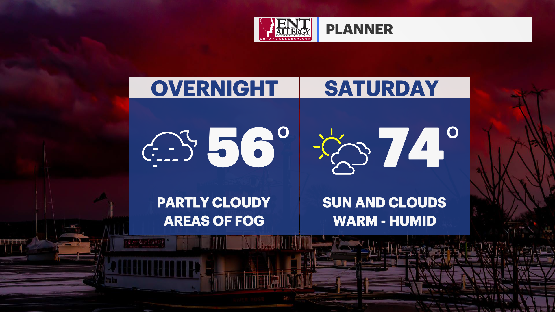 Patchy fog overnight before a warm and potentially record-setting weekend