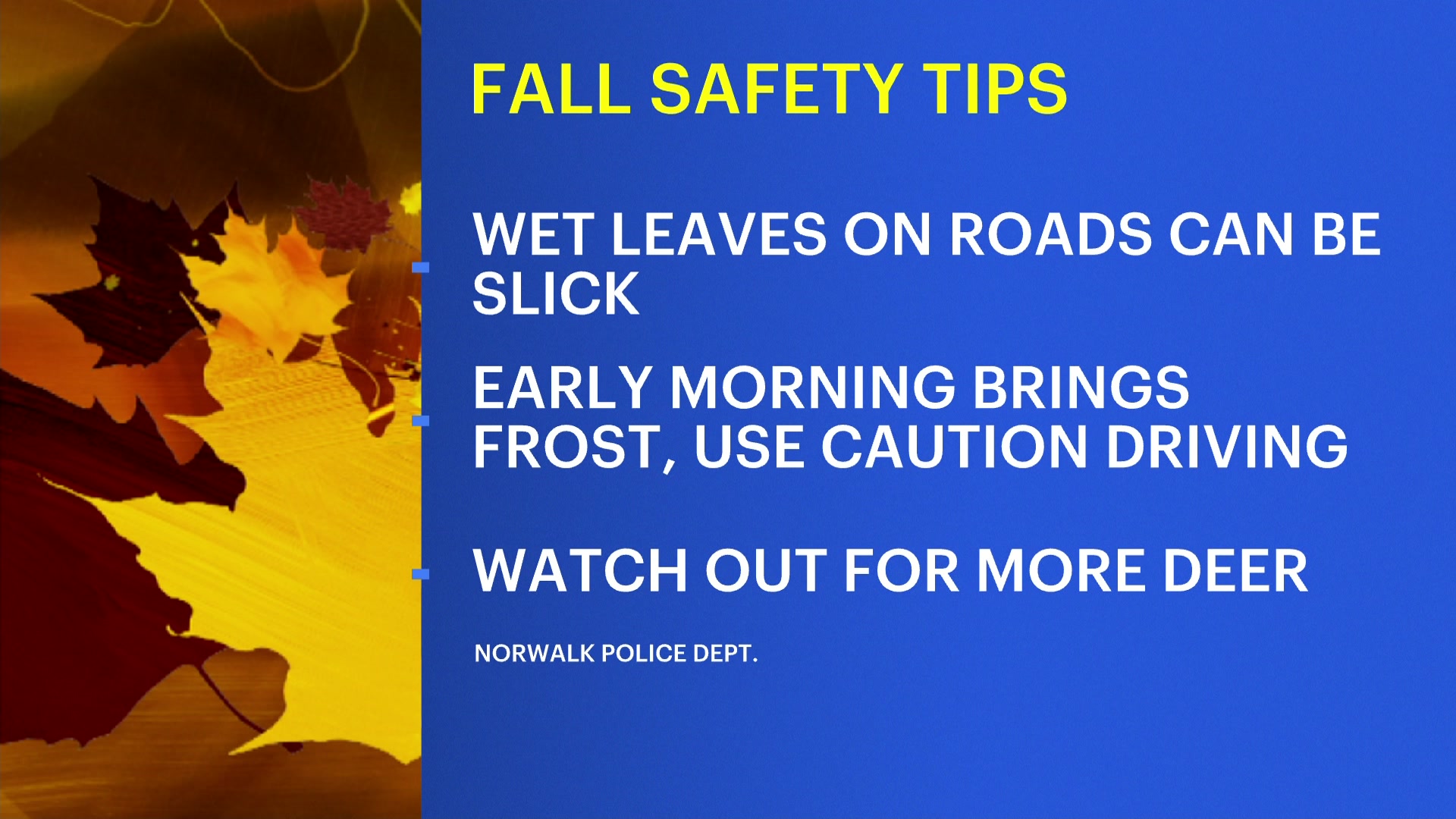 Norwalk Police Department releases list of fall tips