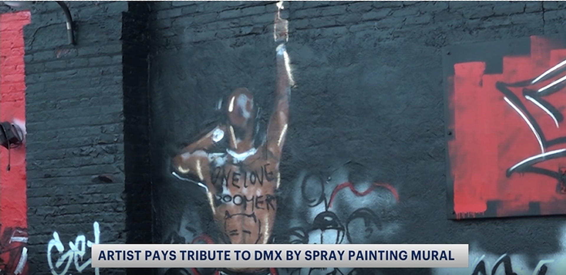 Artist paint mural in honor of DMX at Nepperhan Community Center