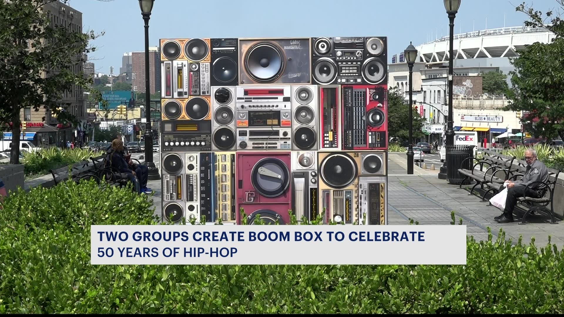 Massive boombox artwork pays tribute to 50 years of hip-hop