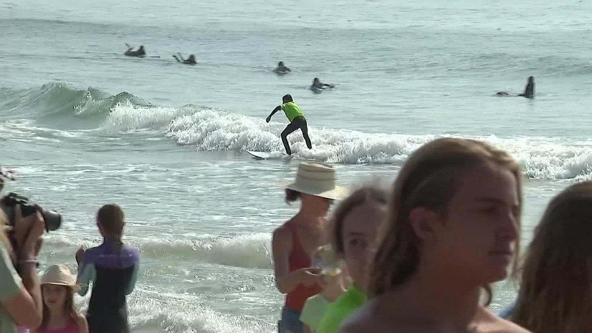 Female surfers participate in Jetty Coquina Jam surfing competition