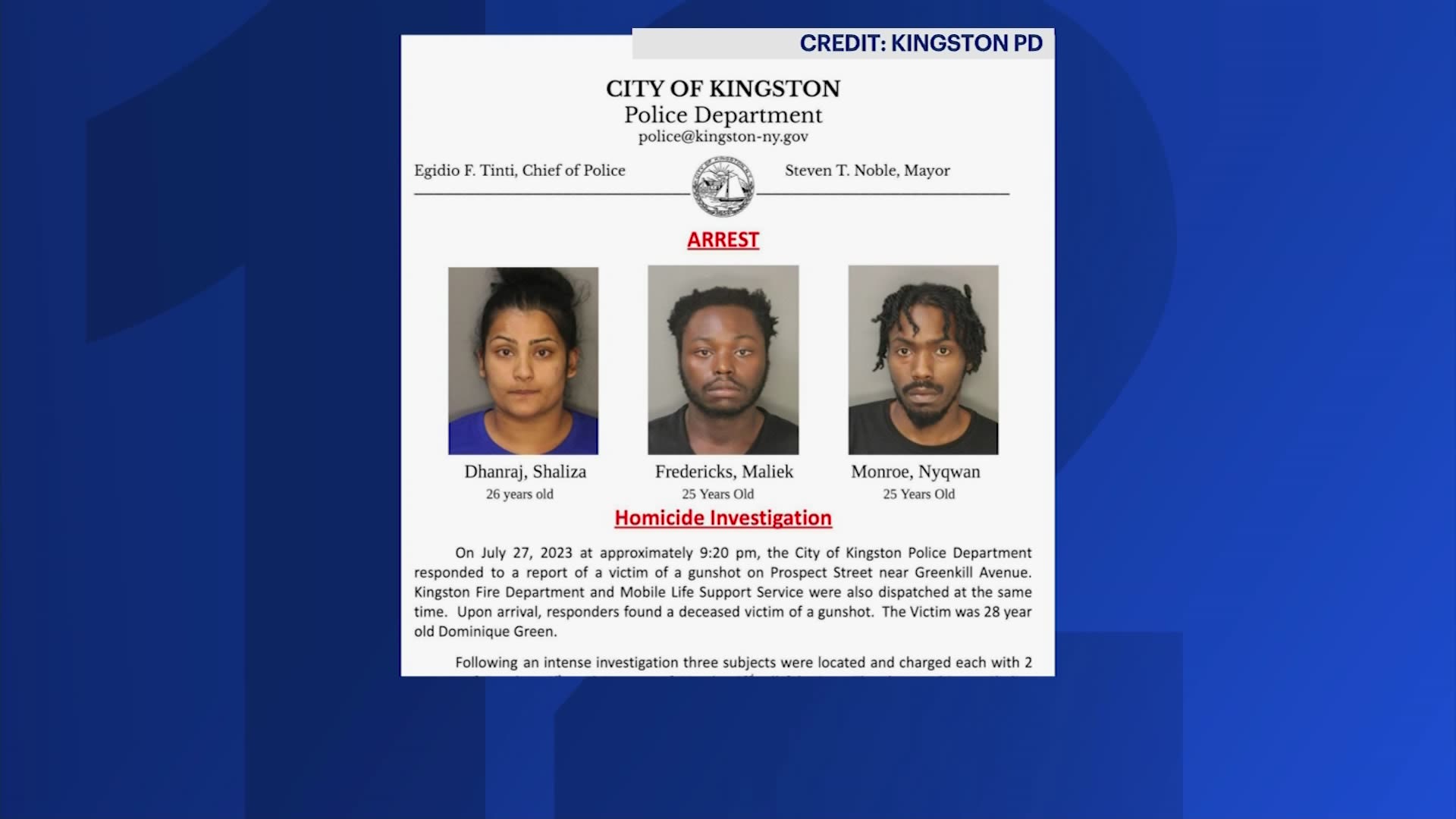 3 people charged with murder in connection to shooting in Kingston 3 people charged with murder in connection to shooting in Kingston