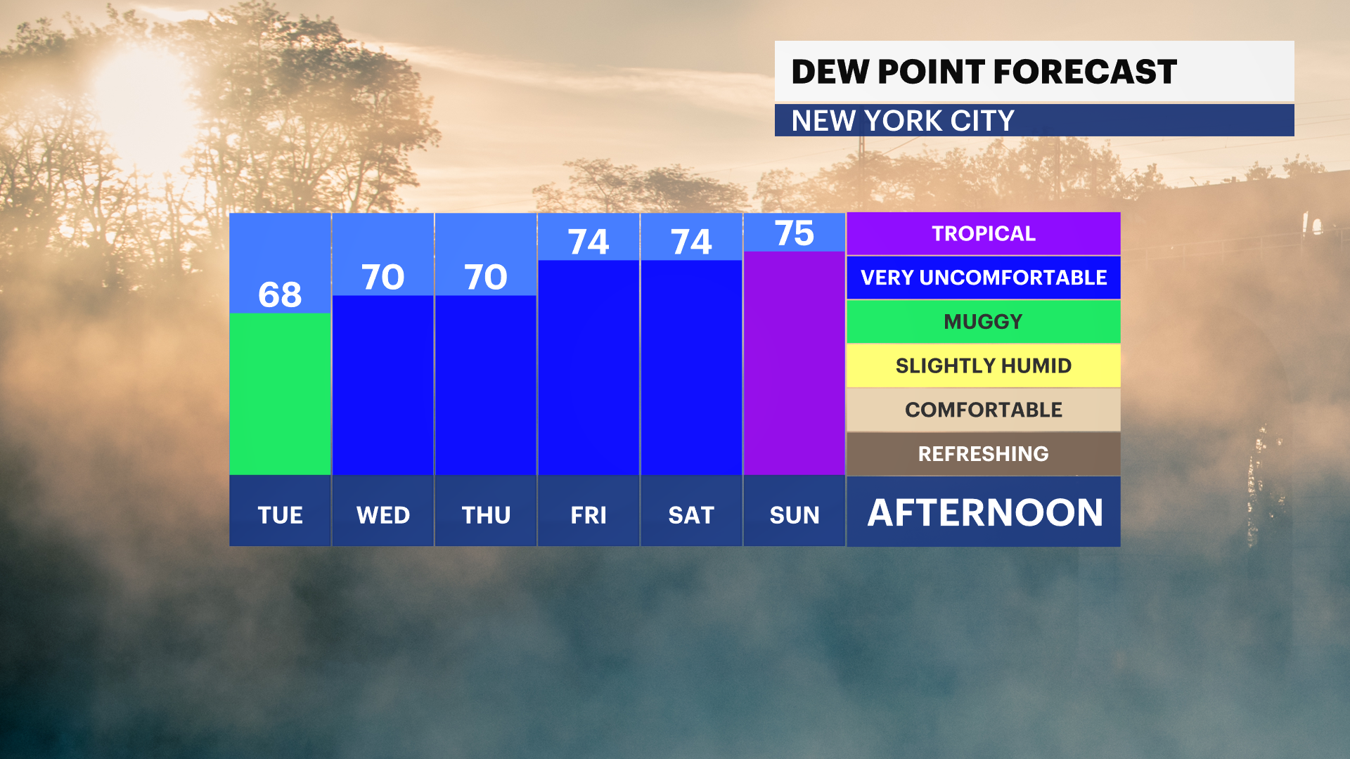 Hot and muggy conditions this week in New York City