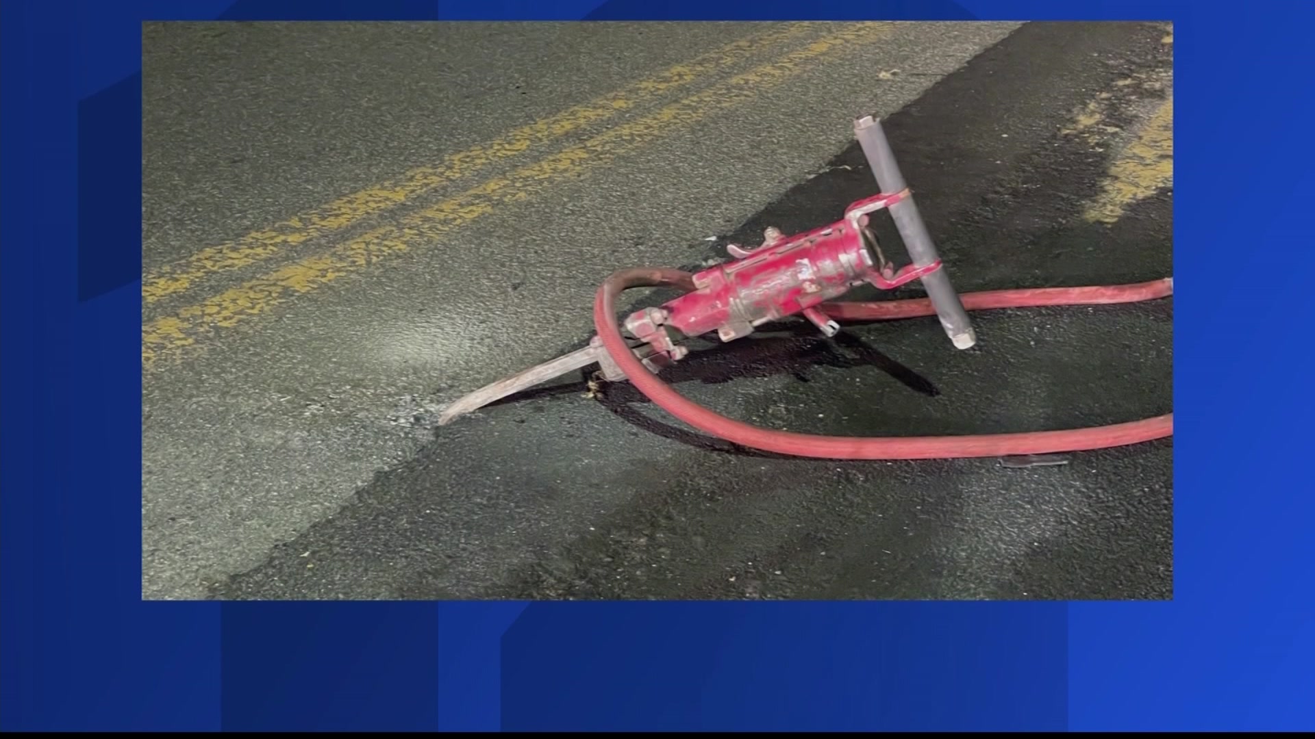 Construction worker hit by car, seriously injured while jackhammering road