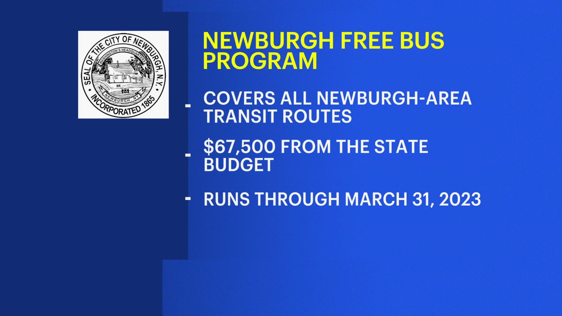 City of Newburgh implements free bus program for residents