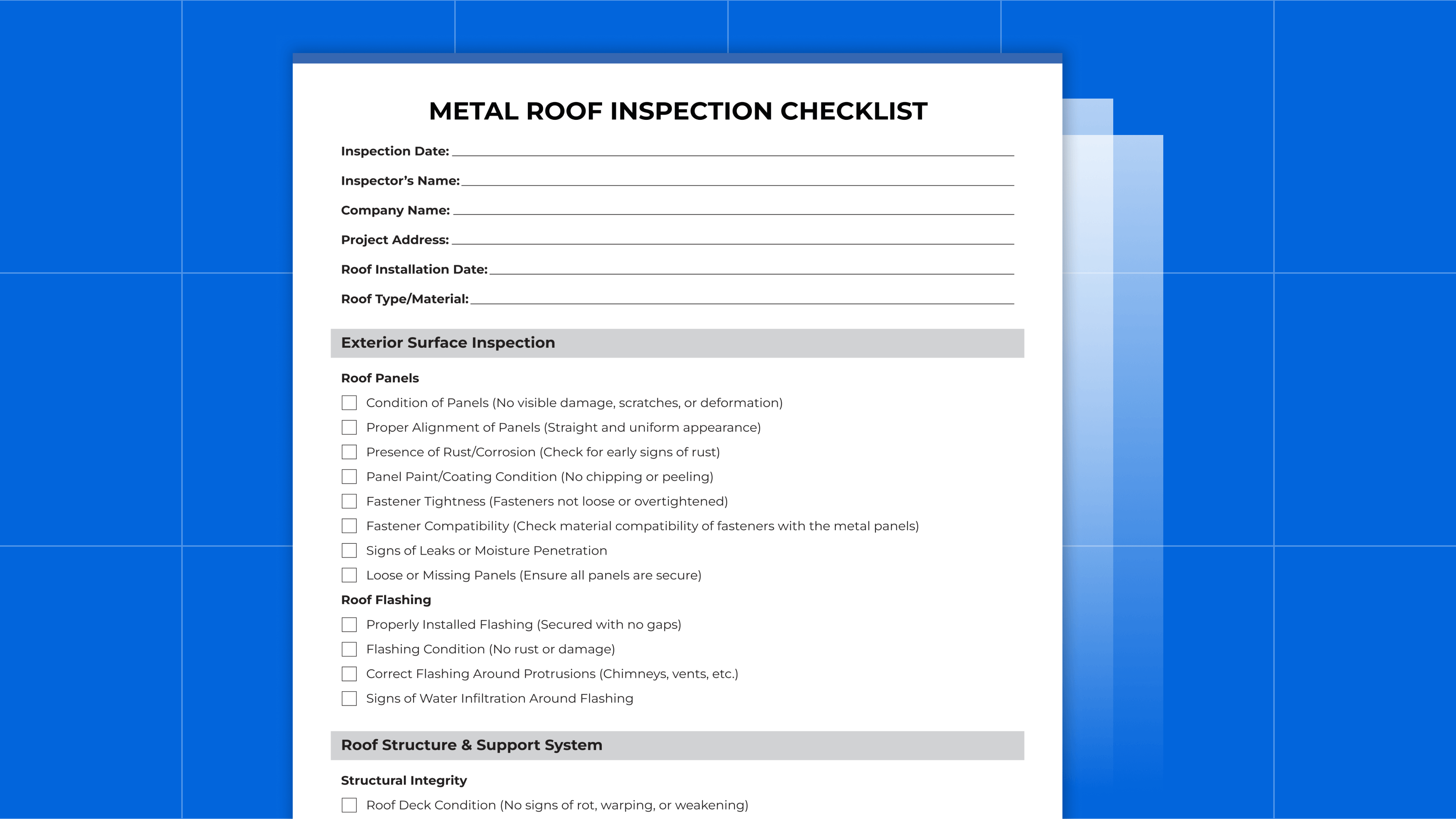 Metal Roof Inspection Checklist: Free PDF Download