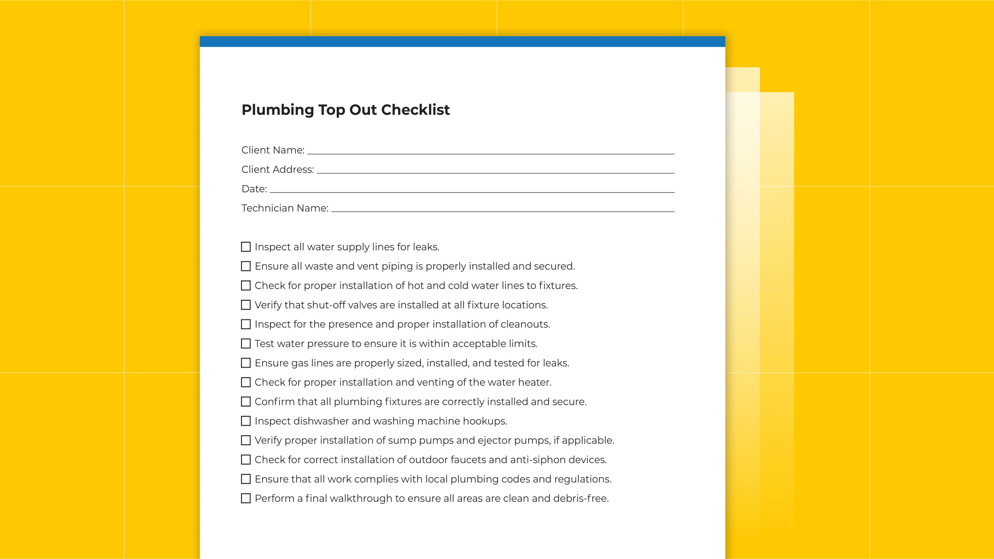 Plumbing Top-Out Inspection Checklist (Free PDF)