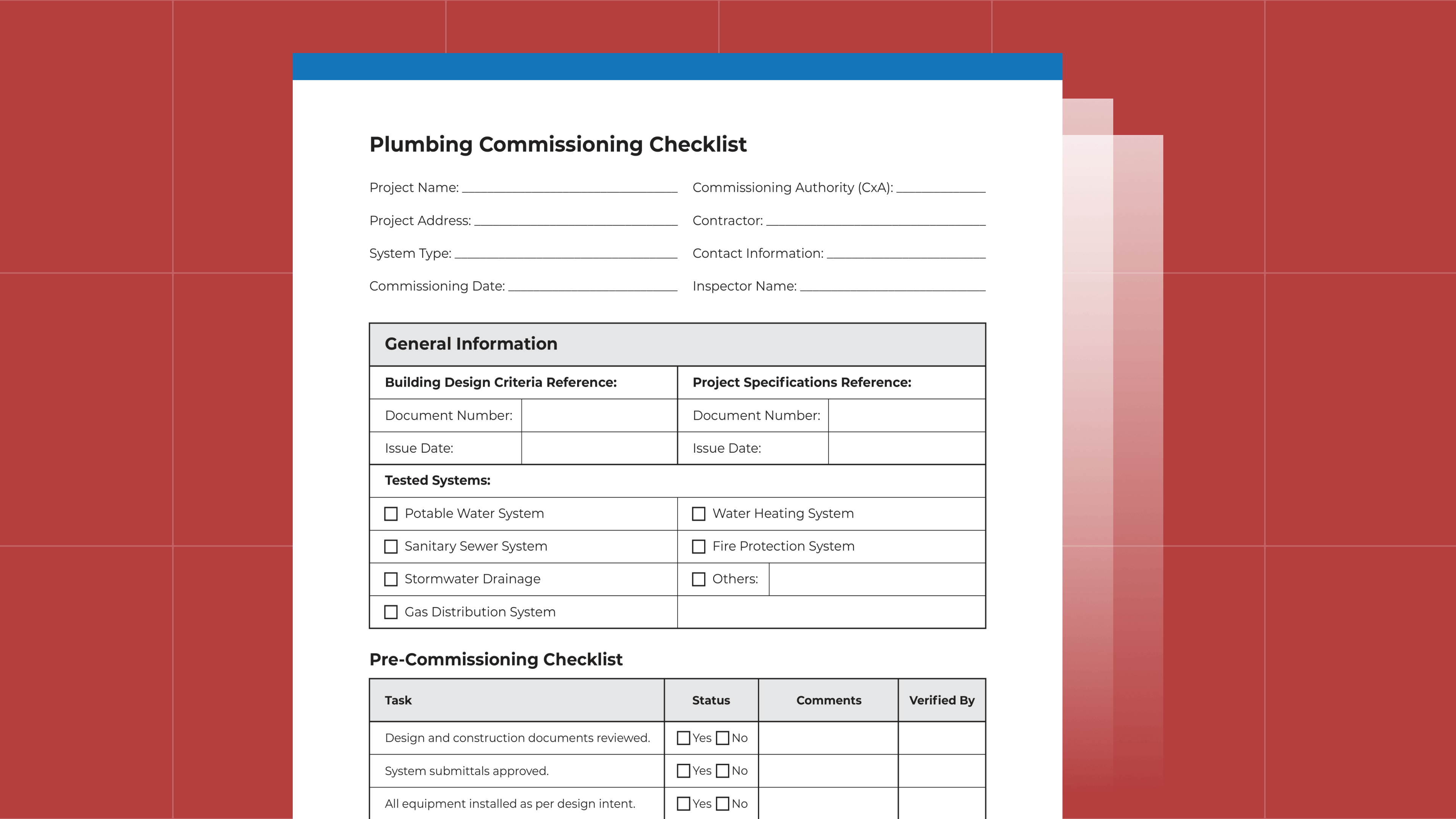 Plumbing Commissioning Checklist: Free PDF Download