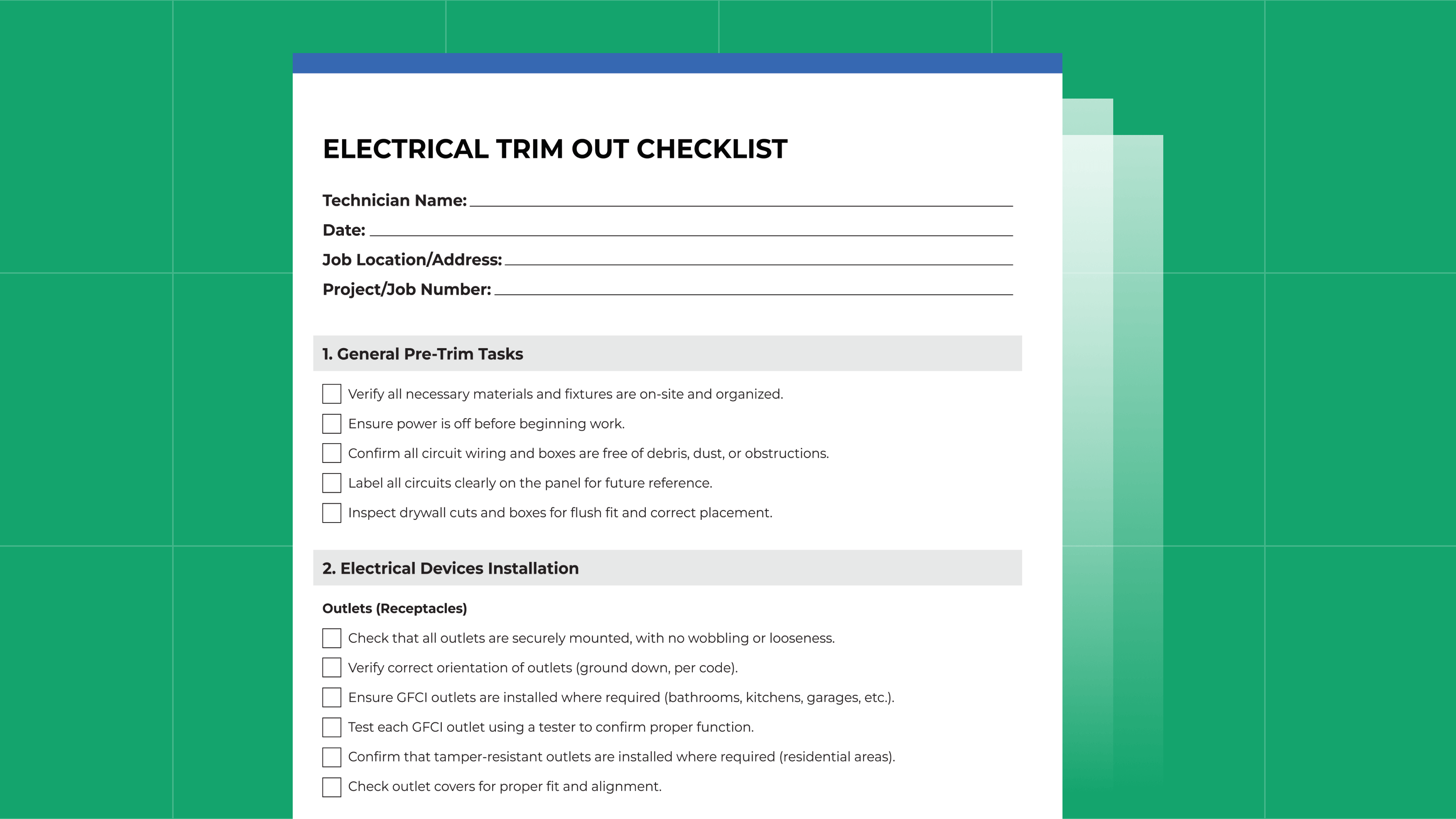 Electrical Trim-Out Checklist: Free PDF Download