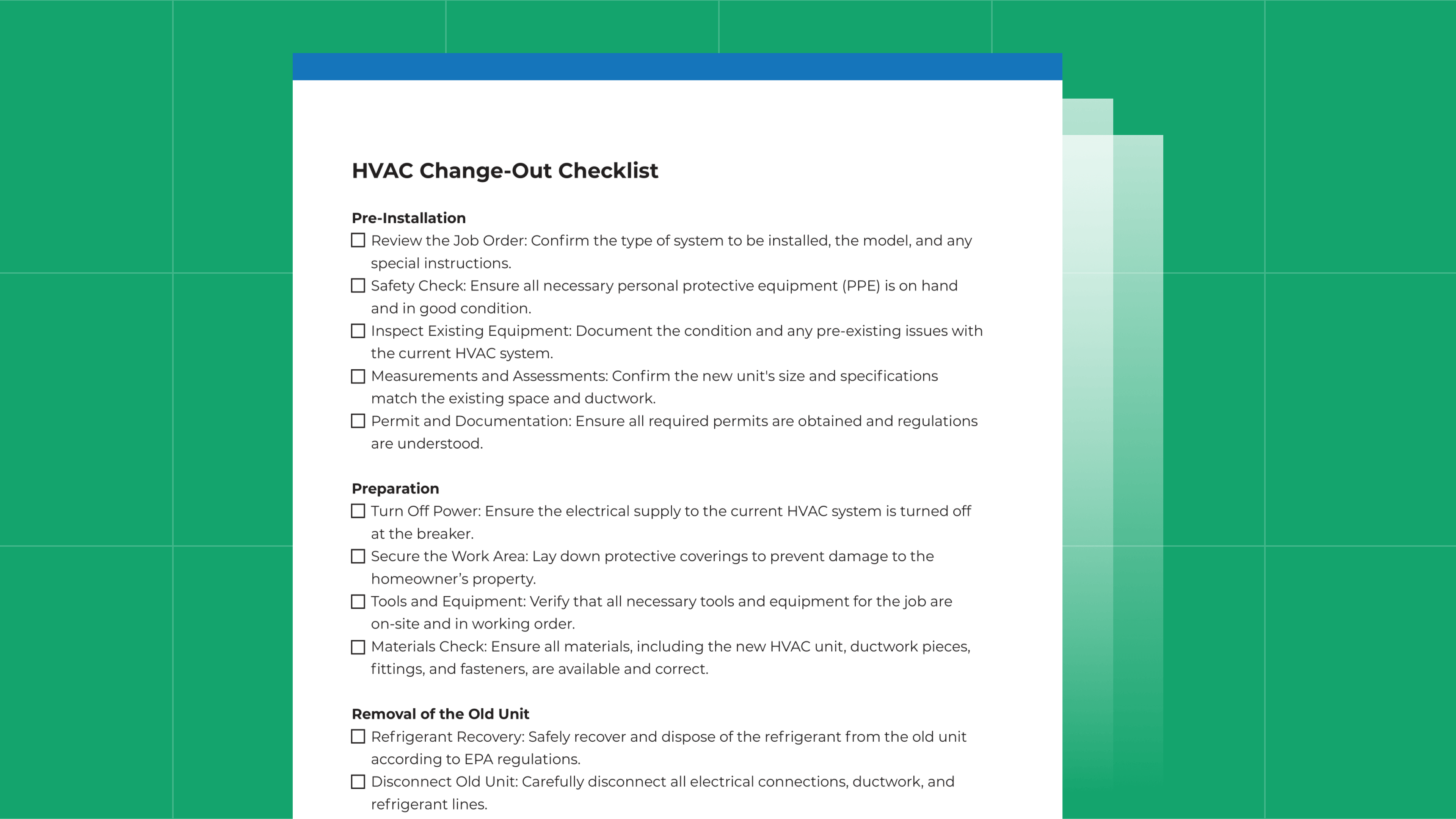 HVAC Change-Out Checklist Template: Free PDF Download