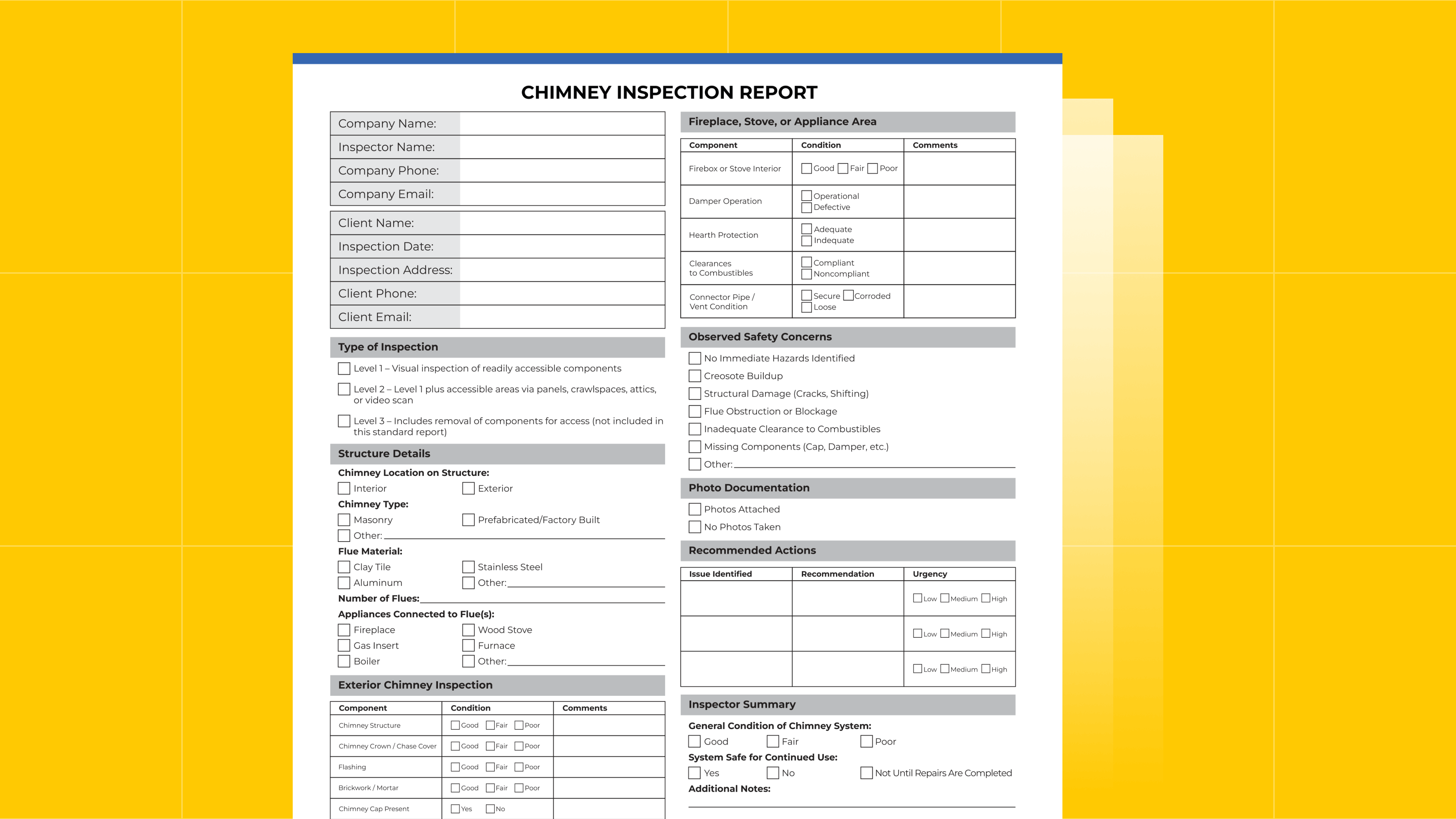 Chimney Inspection Report Template: Free PDF Download