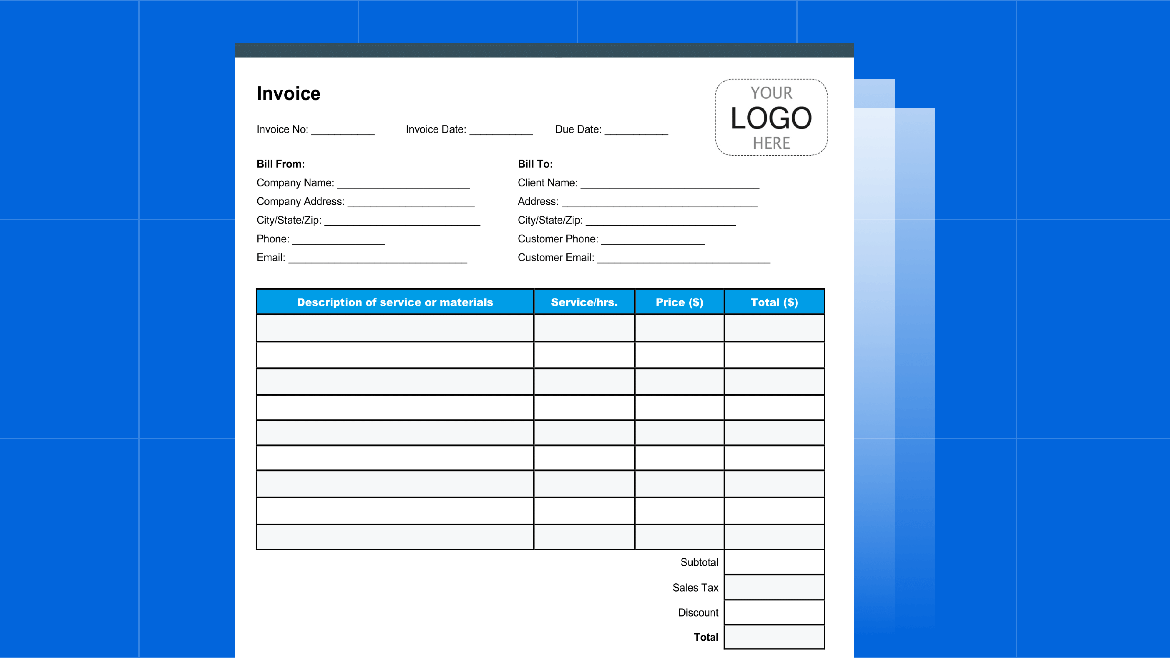 HVAC Invoice Template: Free Printable PDF Download