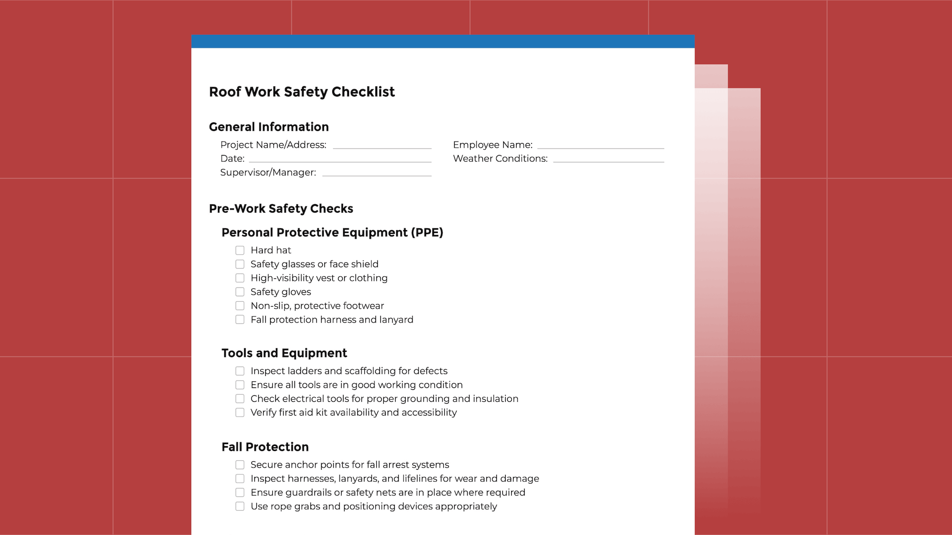 Roof Work Safety Checklist: Free PDF Download