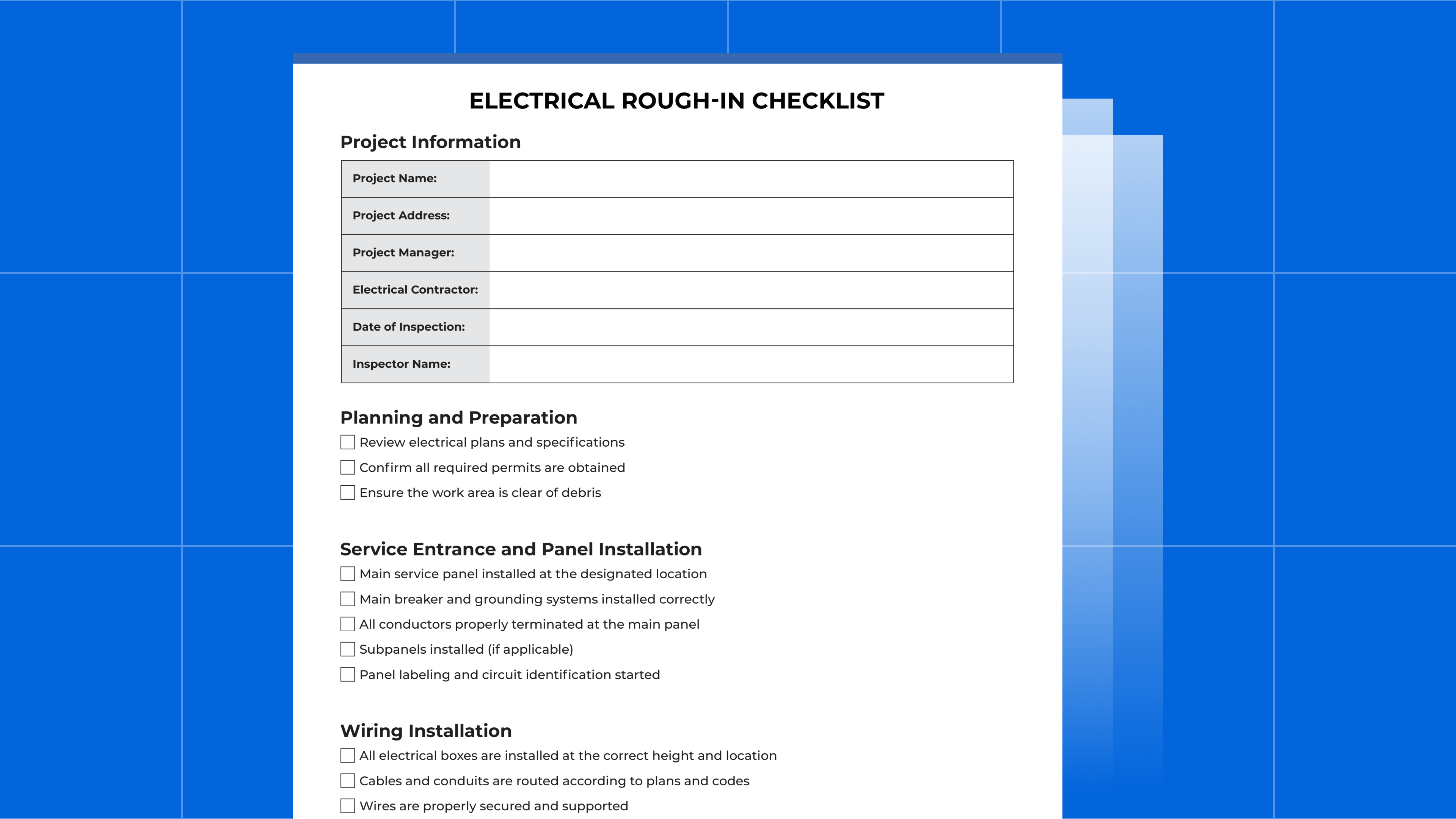 Electrical Rough-In Checklist: Free PDF Download