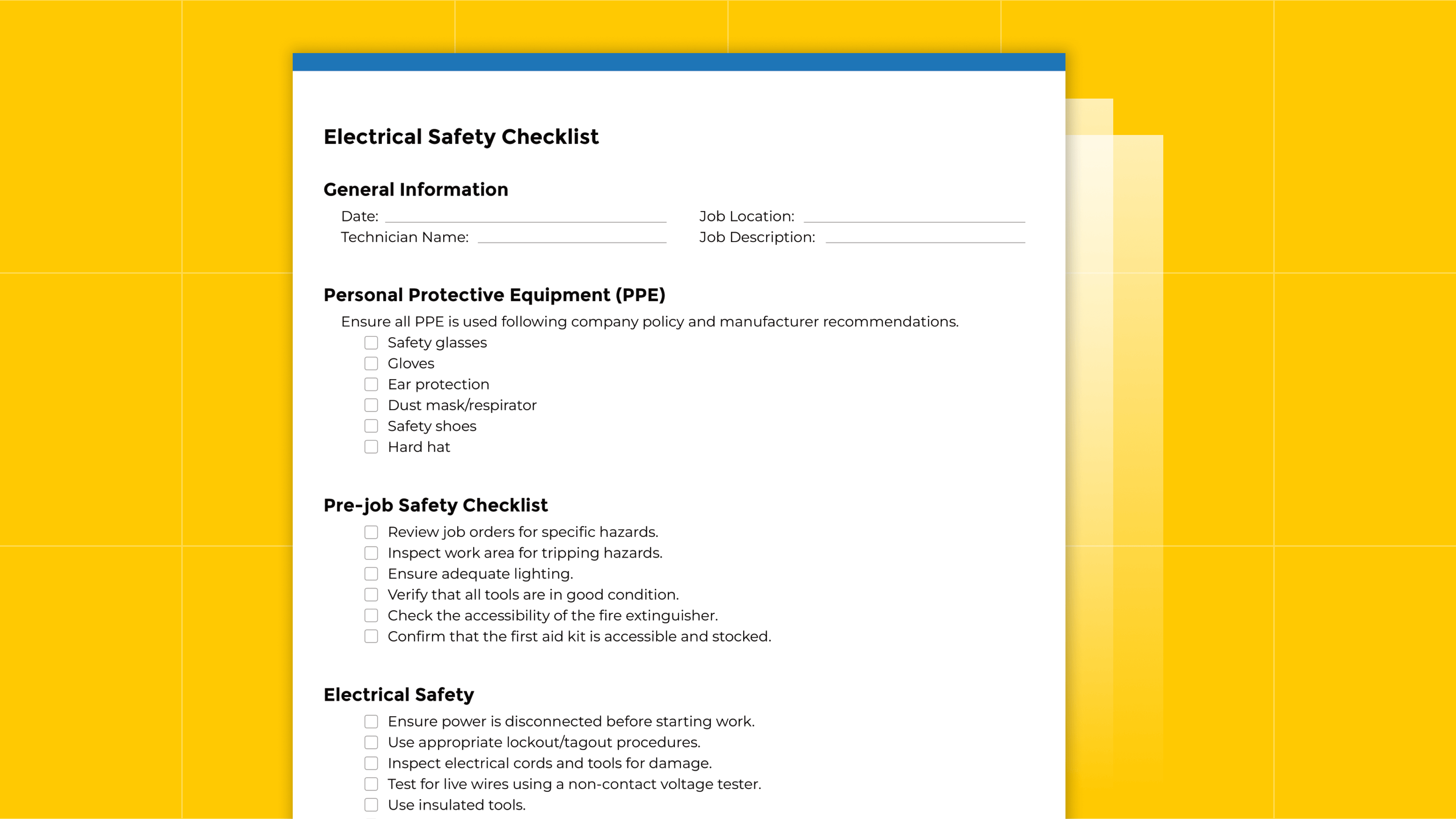 Electrical Safety Hazard Inspection Checklist