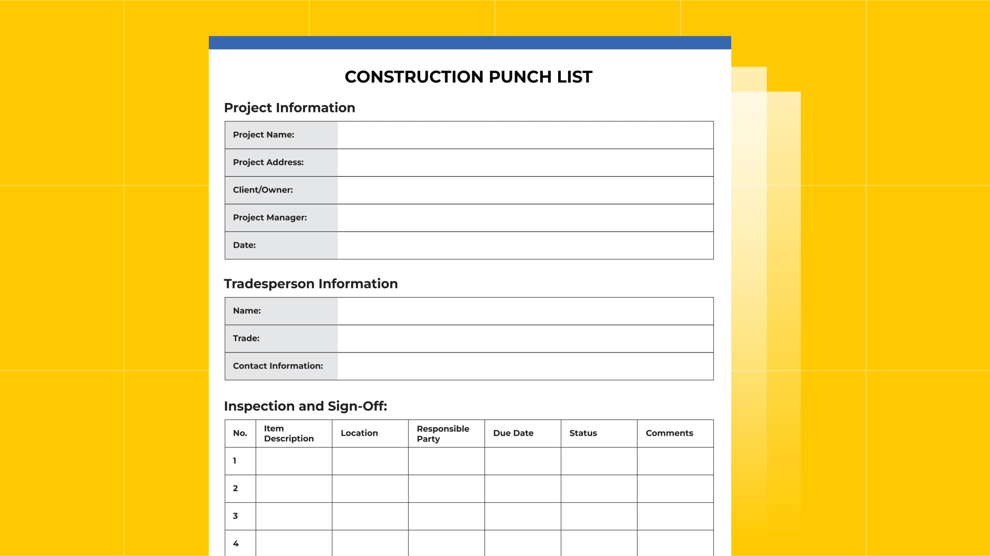 Construction Punch List Free Construction Punch List Template To Save