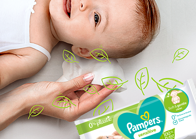 Pampers® Sensitive™ 0% PLASTIC