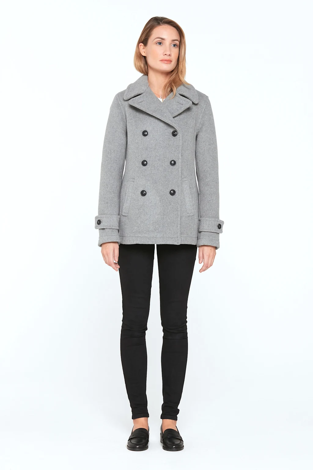 Lisa Welt Pea Coat - Pearl Grey | London Tradition