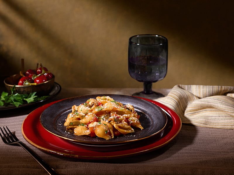 Classic Blue Box Large Shells with Porcini Mushrooms & Calabrian Pepper ...