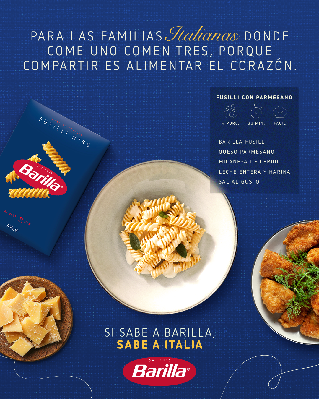 FUSILLI CON PARMESANO Y MILANESA DE POLLO | Barilla