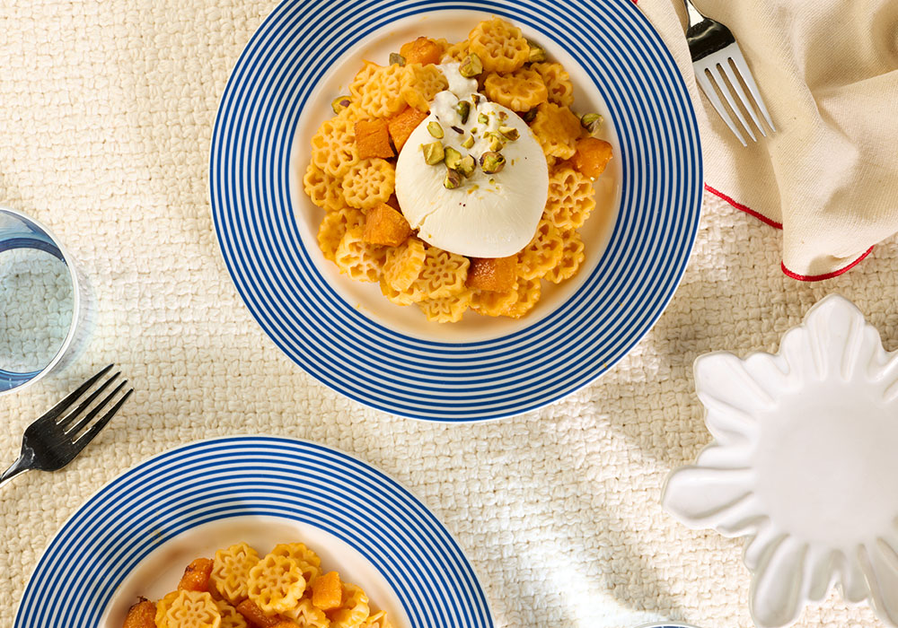 Snowfall Pasta Recipe with Butternut Squash, Burrata, & Pistachio ...