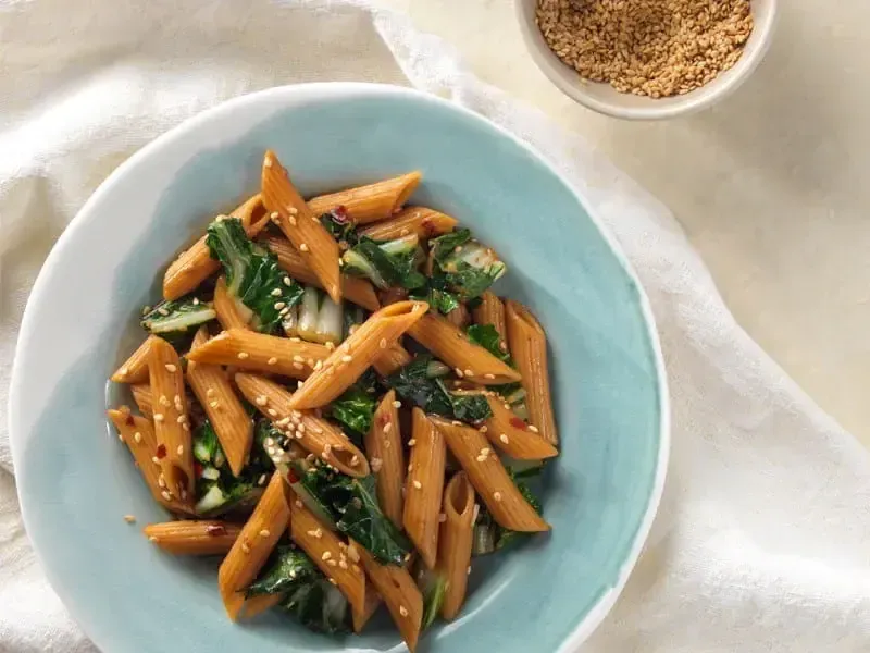 Spicy Chickpea Penne Pasta with Bok Choy Recipe | Barilla