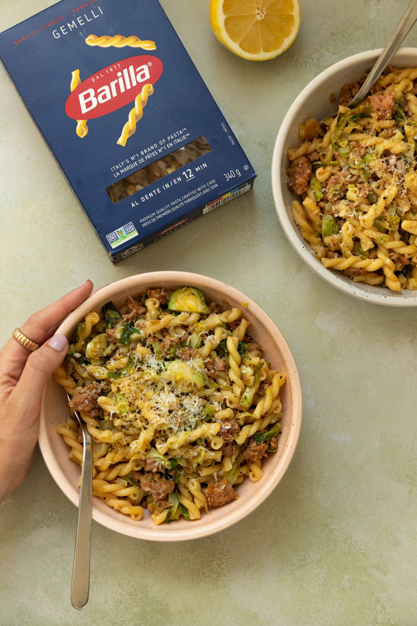 Gemelli Pasta with Sausage, Lemon, and Brussels Sprouts | Barilla ...