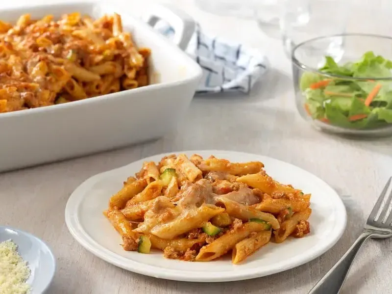 Baked Protein+® Penne Pasta with Marinara, Turkey and Zucchini | Barilla