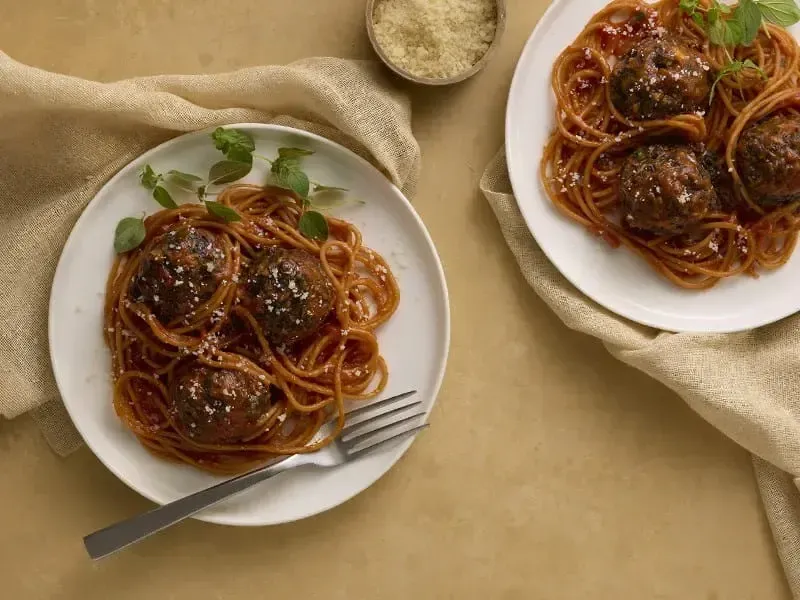 Red Lentil Spaghetti with Mushroom Meatballs Recipe | Barilla